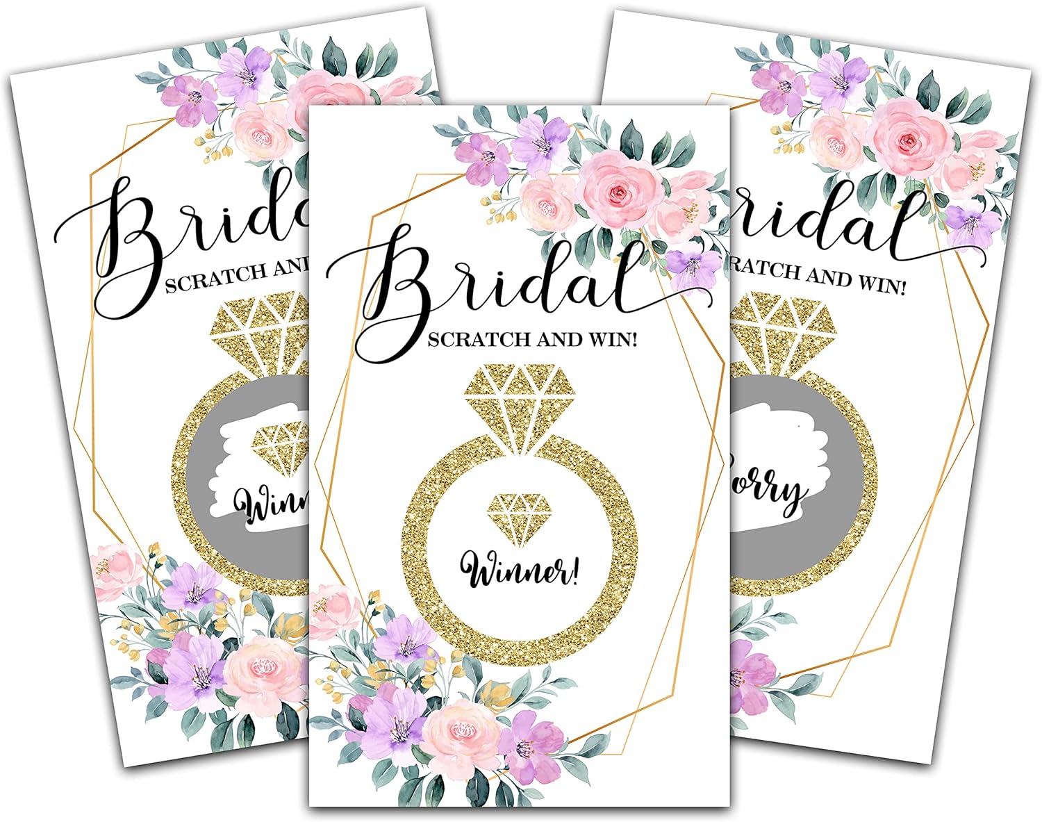 Amazon.com: Bridal Shower Scratch Off Game Cards, Boho Floral Bridal ...