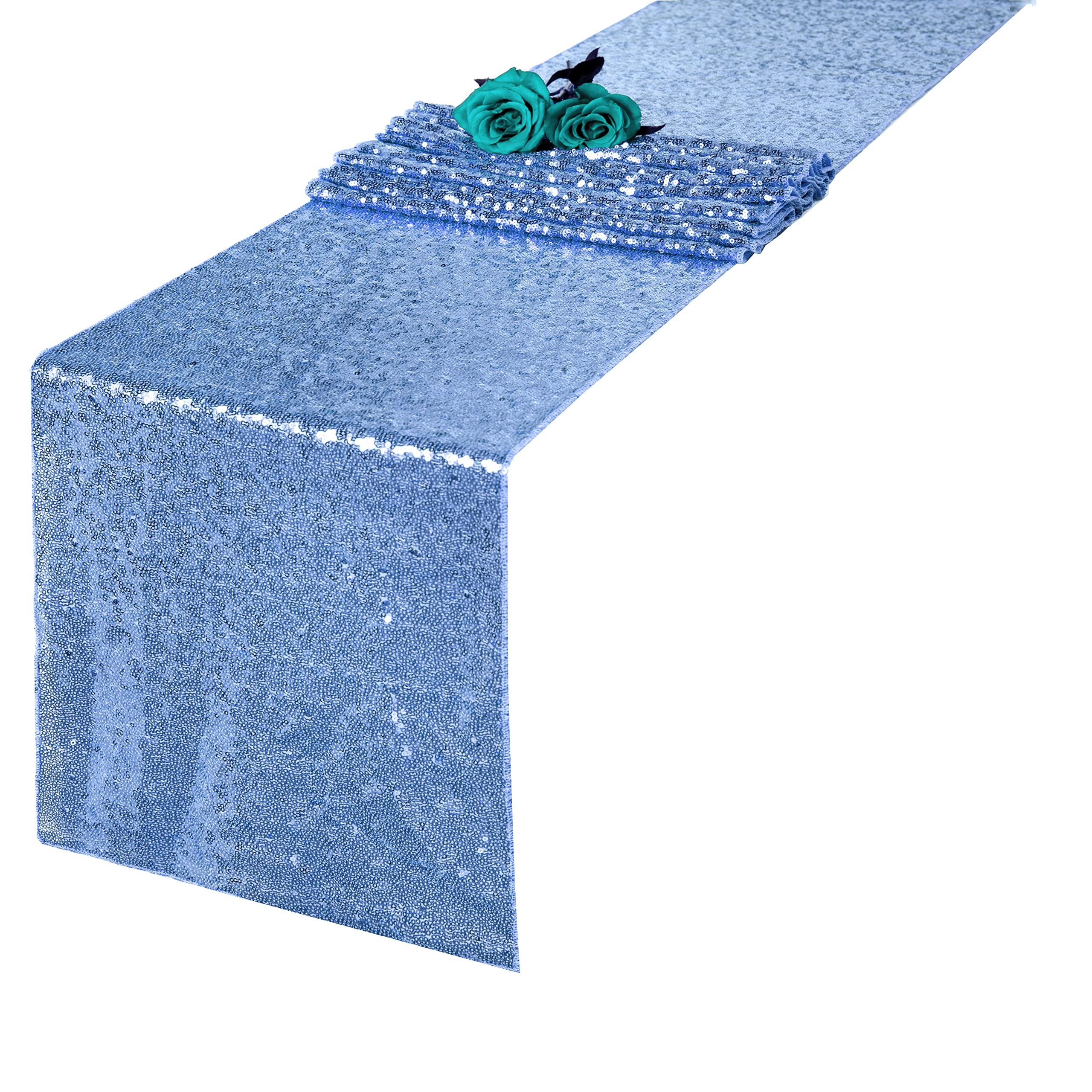 Amazon.com: Charoama Baby Blue Sequin Table Runners 12x72 Inch ...