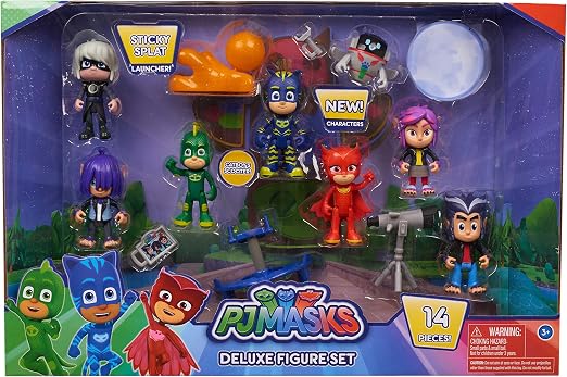 Amazon.com: PJ Masks Deluxe 14 Piece Figure Set, 3-Inch Tall ...