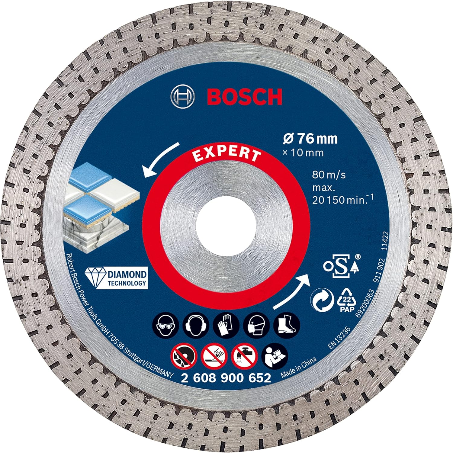 Bosch 1x EXPERT HardCeramic 76 mm Diamond Cutting Disc (for Hard tiles ...