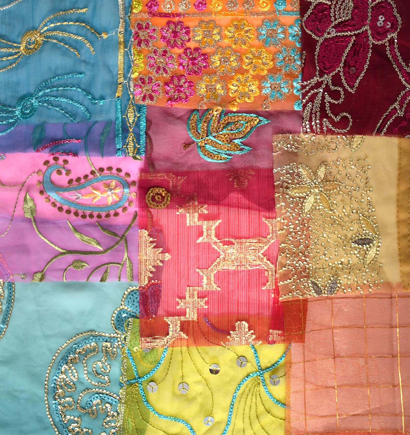 Mixed Assorted Embellished Sari Fabric Remnants Scraps - 10 Pieces ...