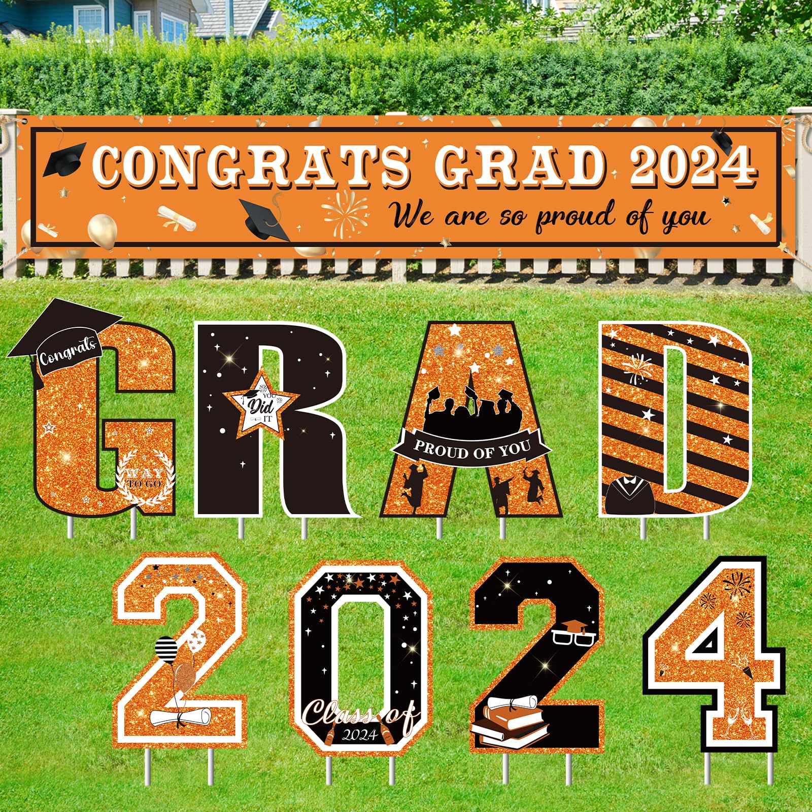 Graduation Yard Sign Decorations 2024 - Refavor 9PCS Graduation Party ...