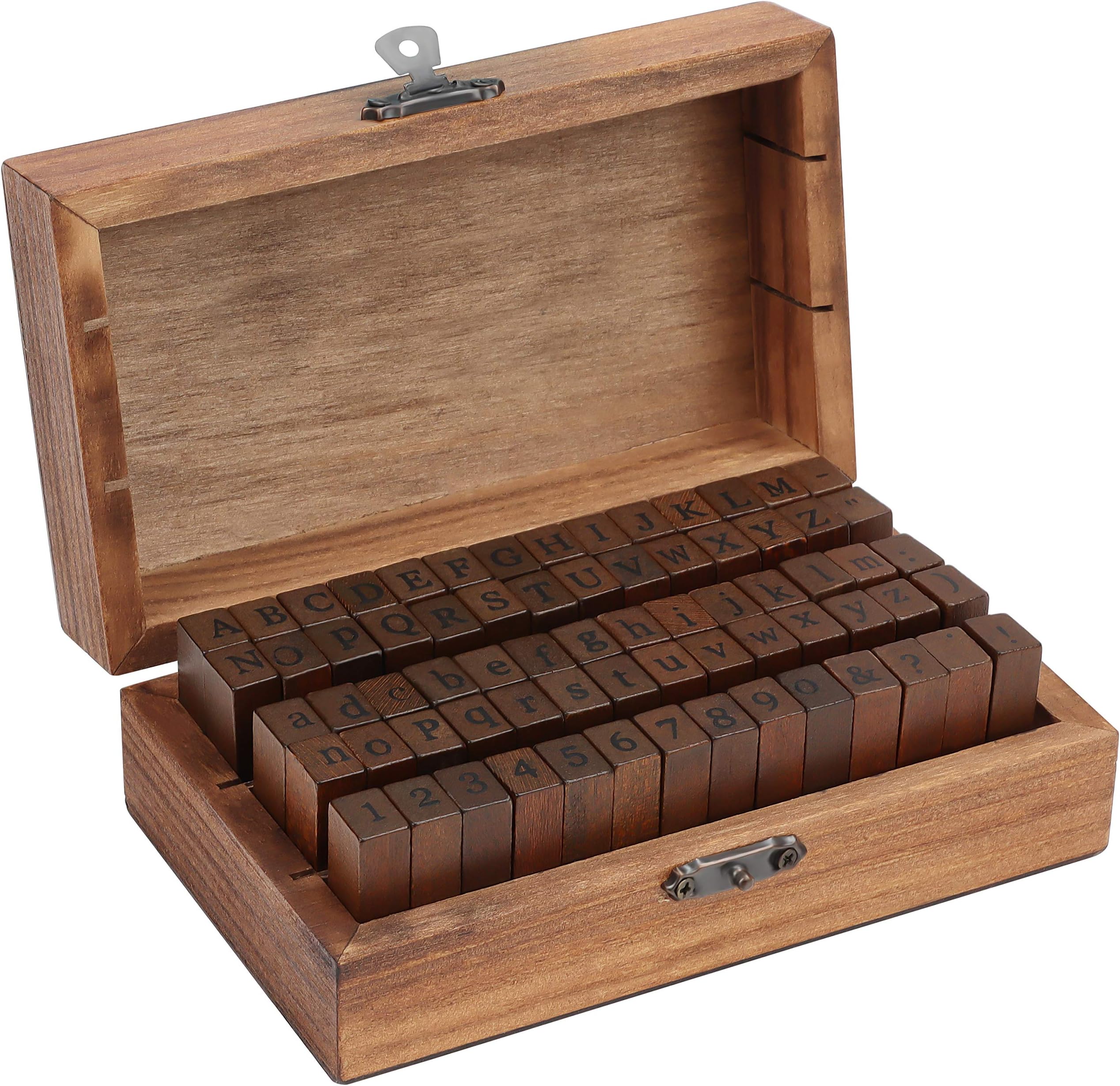 Kurtzy 70 Pieces Wooden Rubber Alphabet Letter, Number and Symbol ...