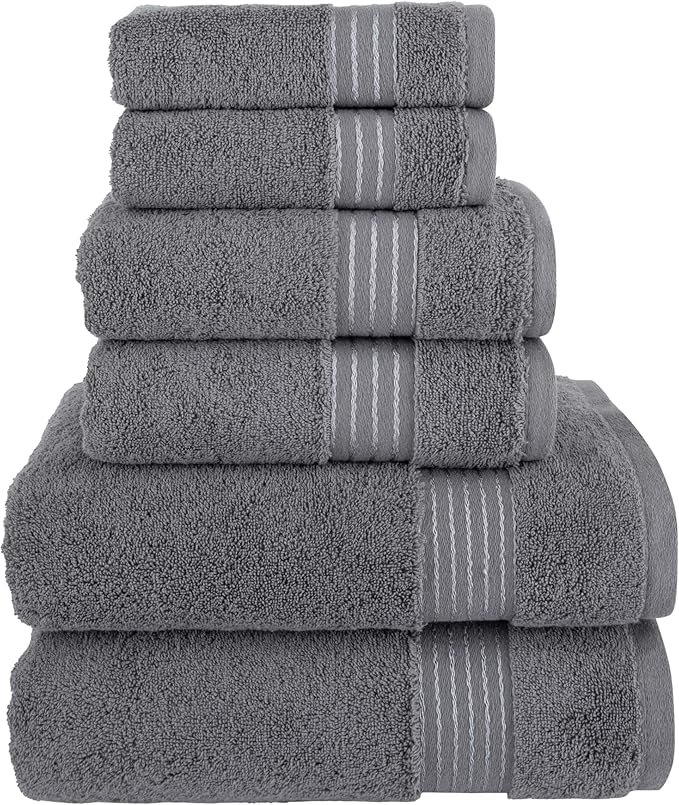 Amazon.com: Elegant Comfort Premium Cotton 6-Piece Towel Set, Includes ...