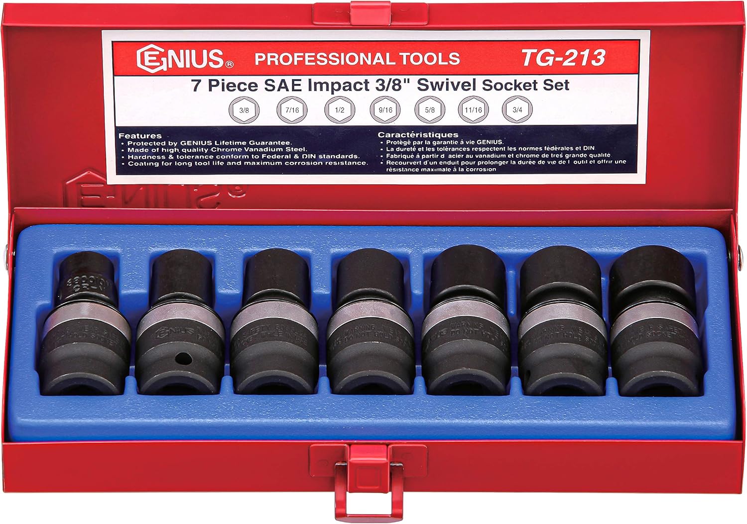 Amazon.com: Genius Tools 7Piece 3/8" Dr. SAE Swivel Impact Socket Set ...