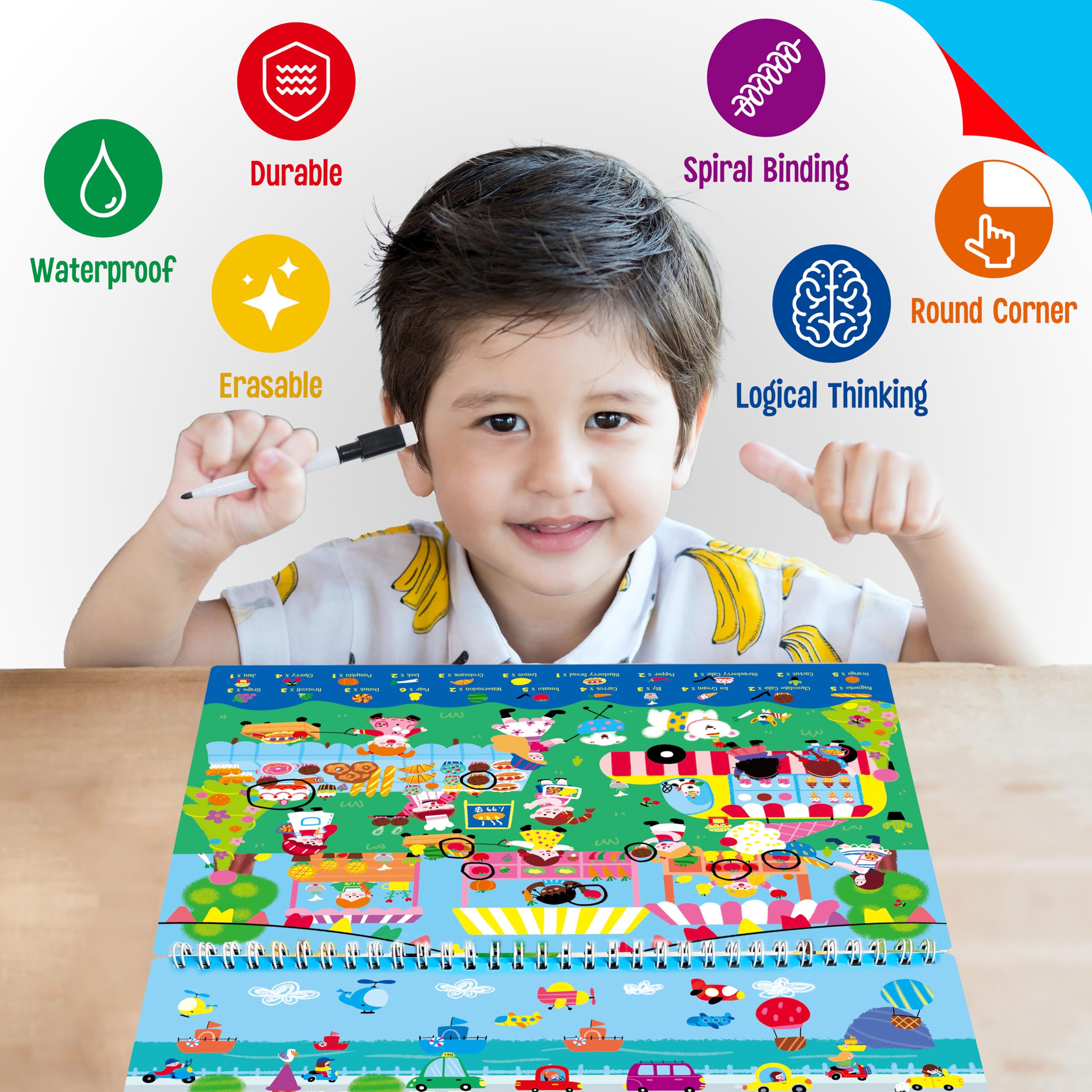 30 Activities Game Pad 30 Activity Dry Erase Book For Kids - Reusable ...