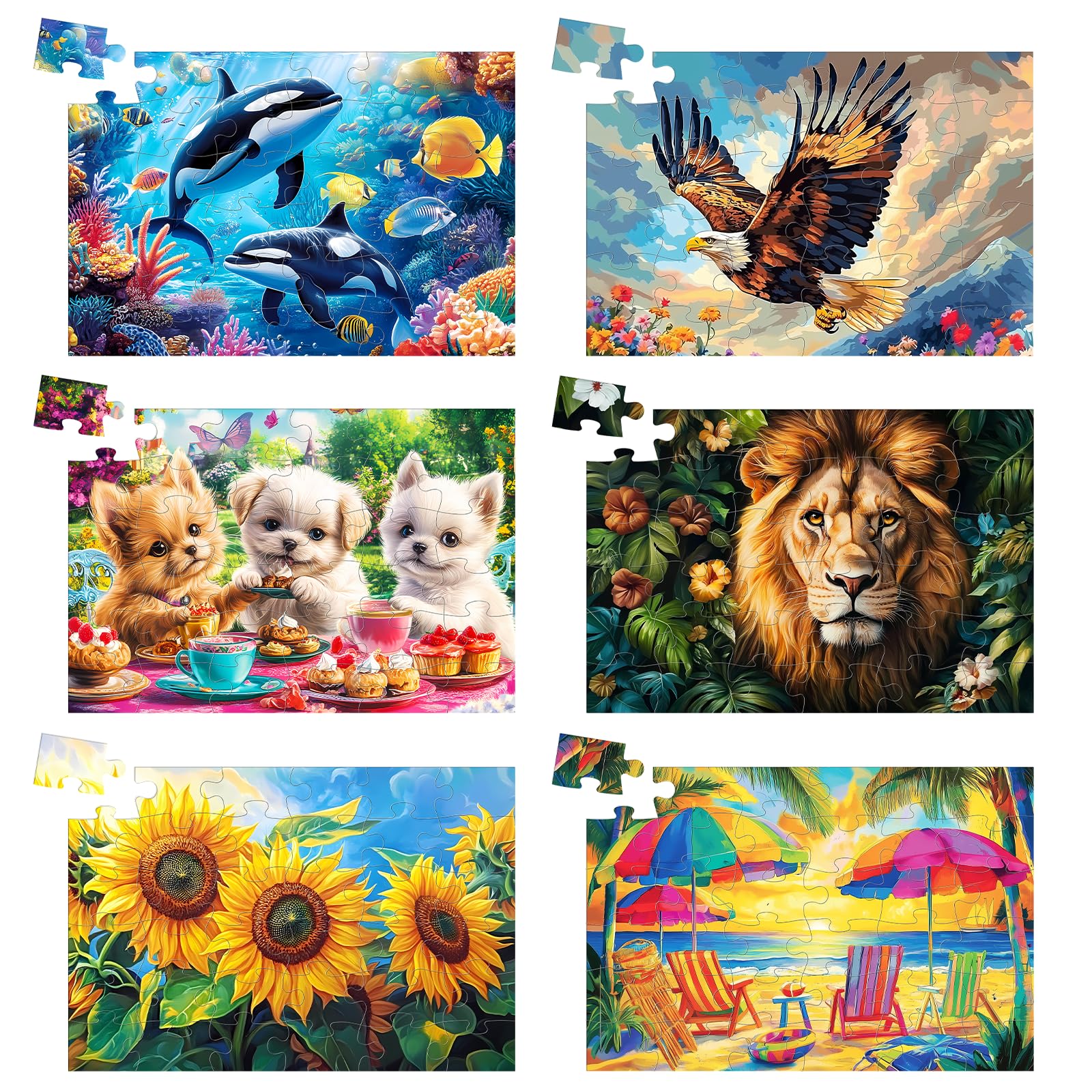 Amazon.com: 6 Pack 36 Large Piece Puzzles for Seniors, Dementia ...