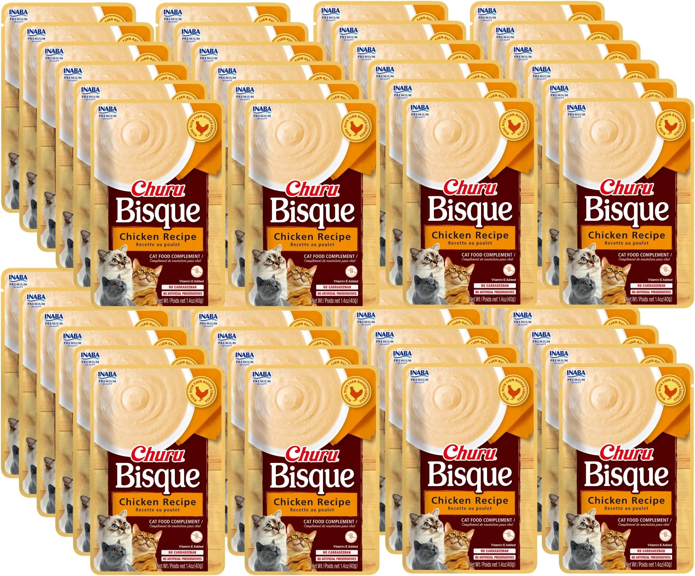 Amazon.com : INABA Churu Bisque Lickable Treats for Cats, Creamy Purée ...