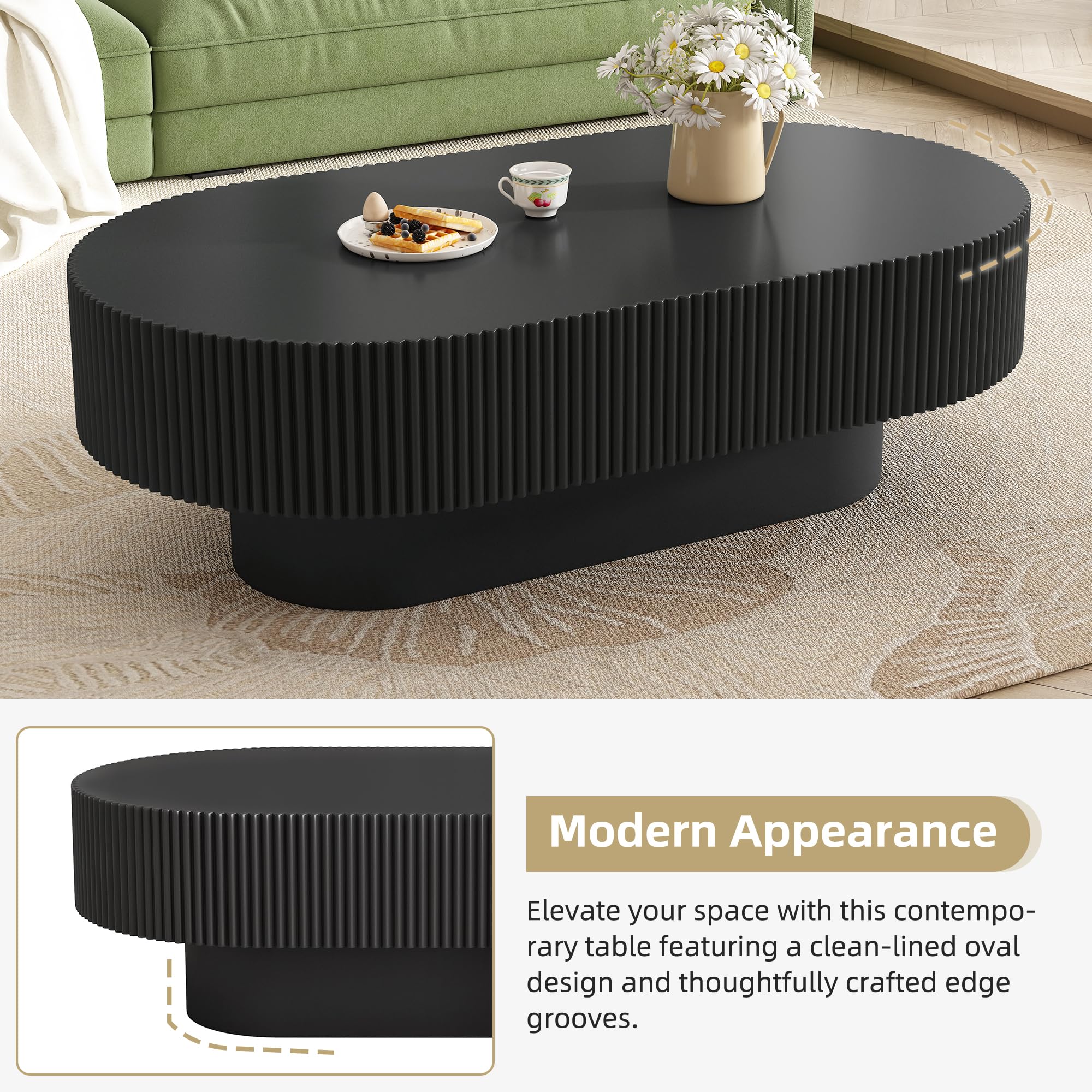 Snapklik.com : Merax Modern Oval Coffee Table