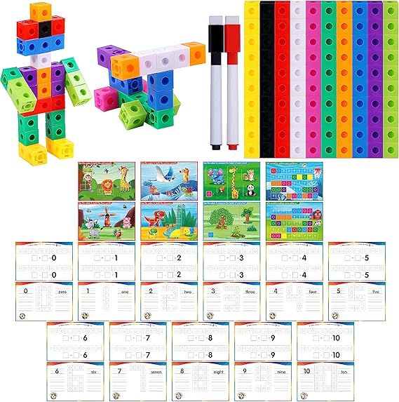 Amazon.com: Math Linking Cubes, 100 Math Cube Manipulatives with 30 Learning Activities Number ...