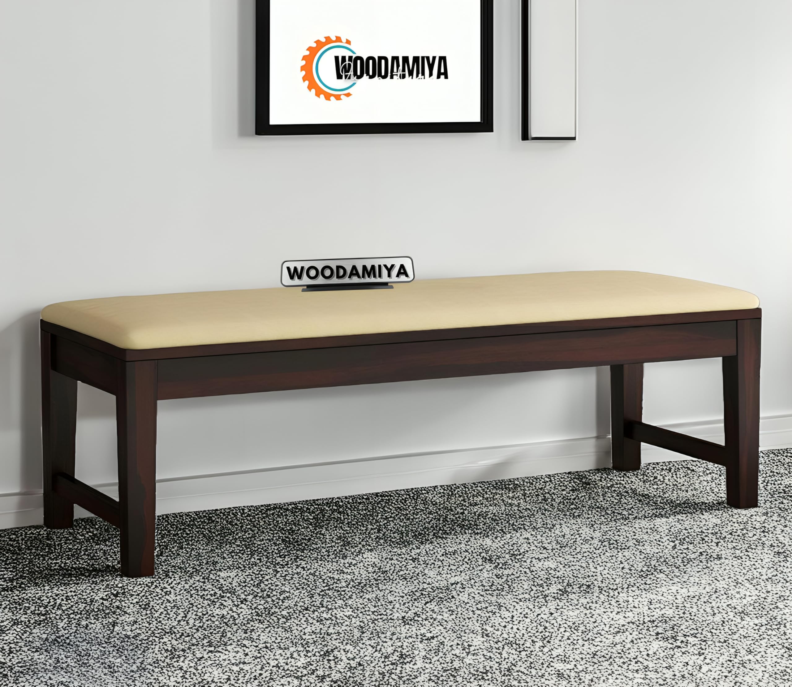 WOODAMIYA Wooden Seating Bench for Home & Office l Solid Wood Bench for ...