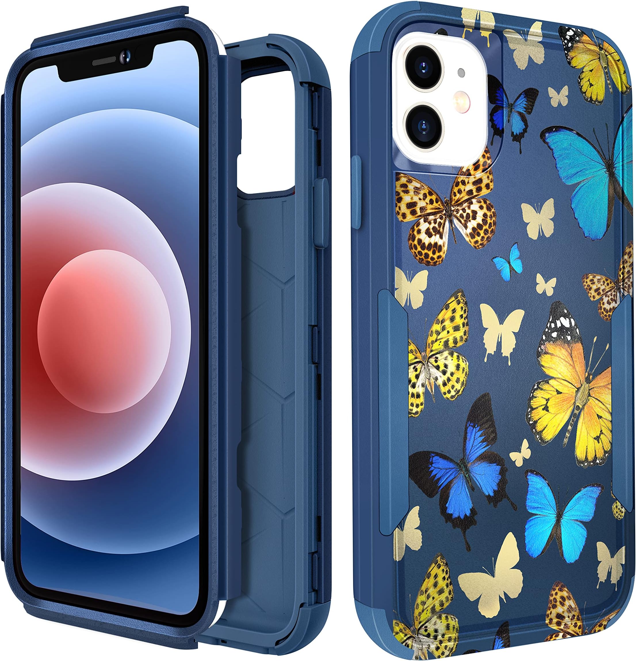 Amazon.com: Plakill for iPhone 11 Heavy Duty Case Protective Butterfly ...