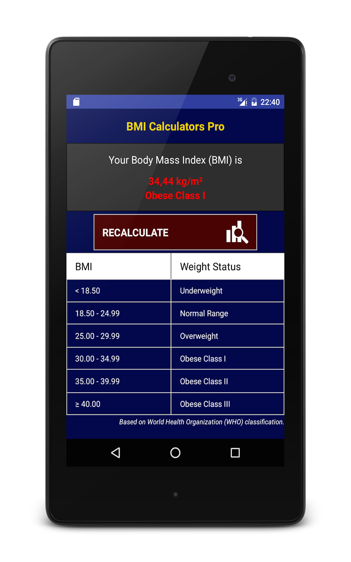 BMI Calculators Pro - App on the Amazon Appstore