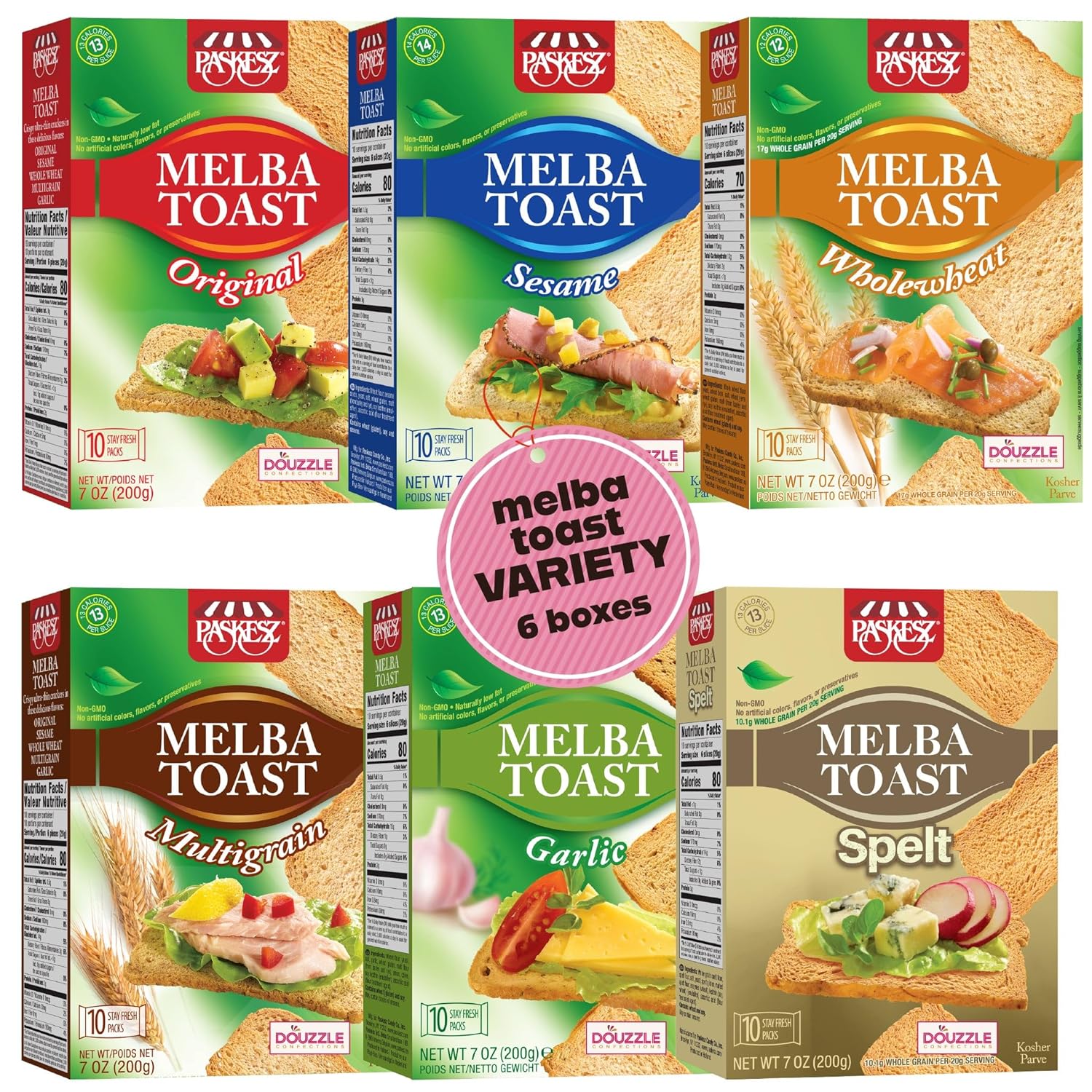Amazon.com: DOUzzle Melba Toast Flatbread Crackers Variety Pack ...