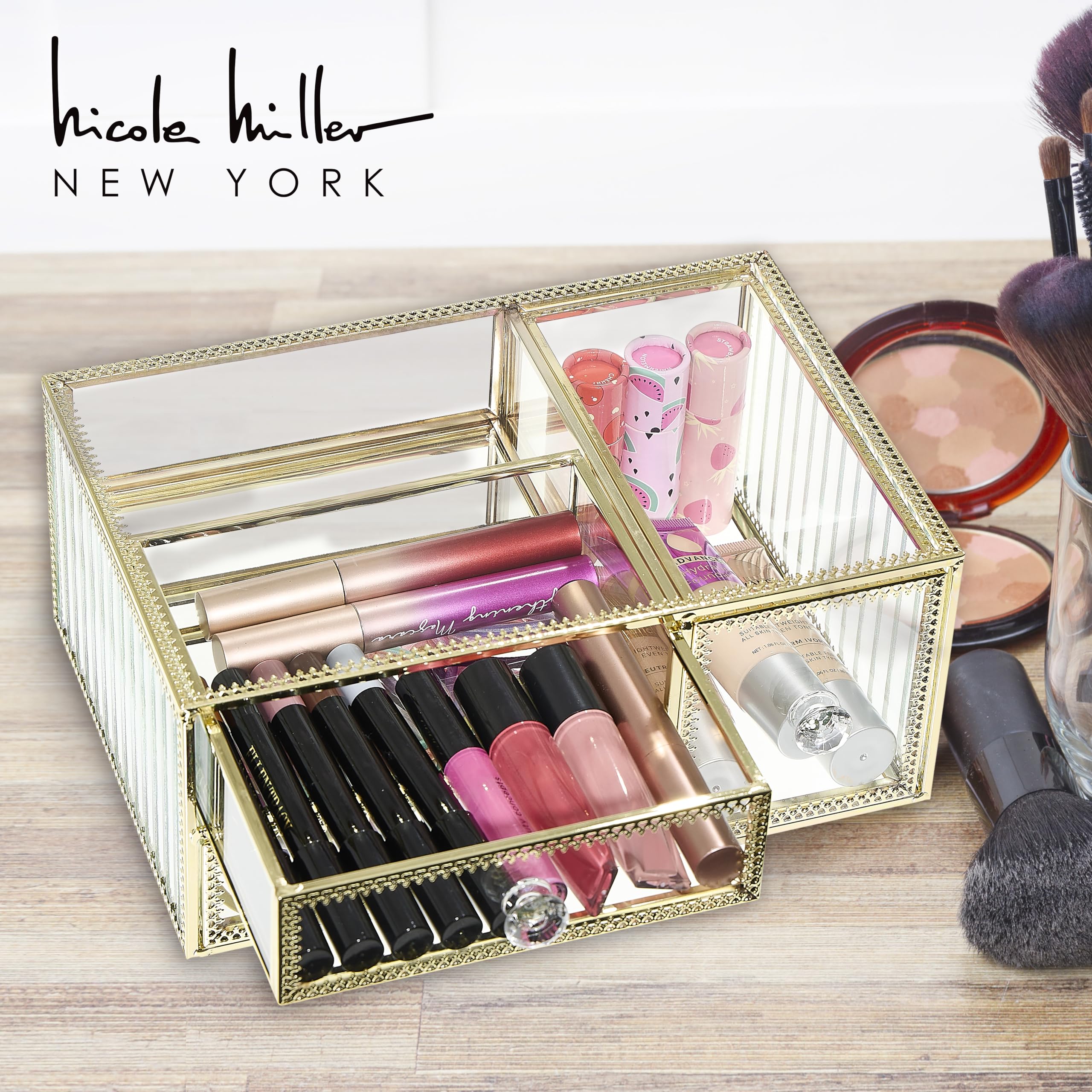 Snapklik.com : Nicole Miller Glass Makeup Organizer