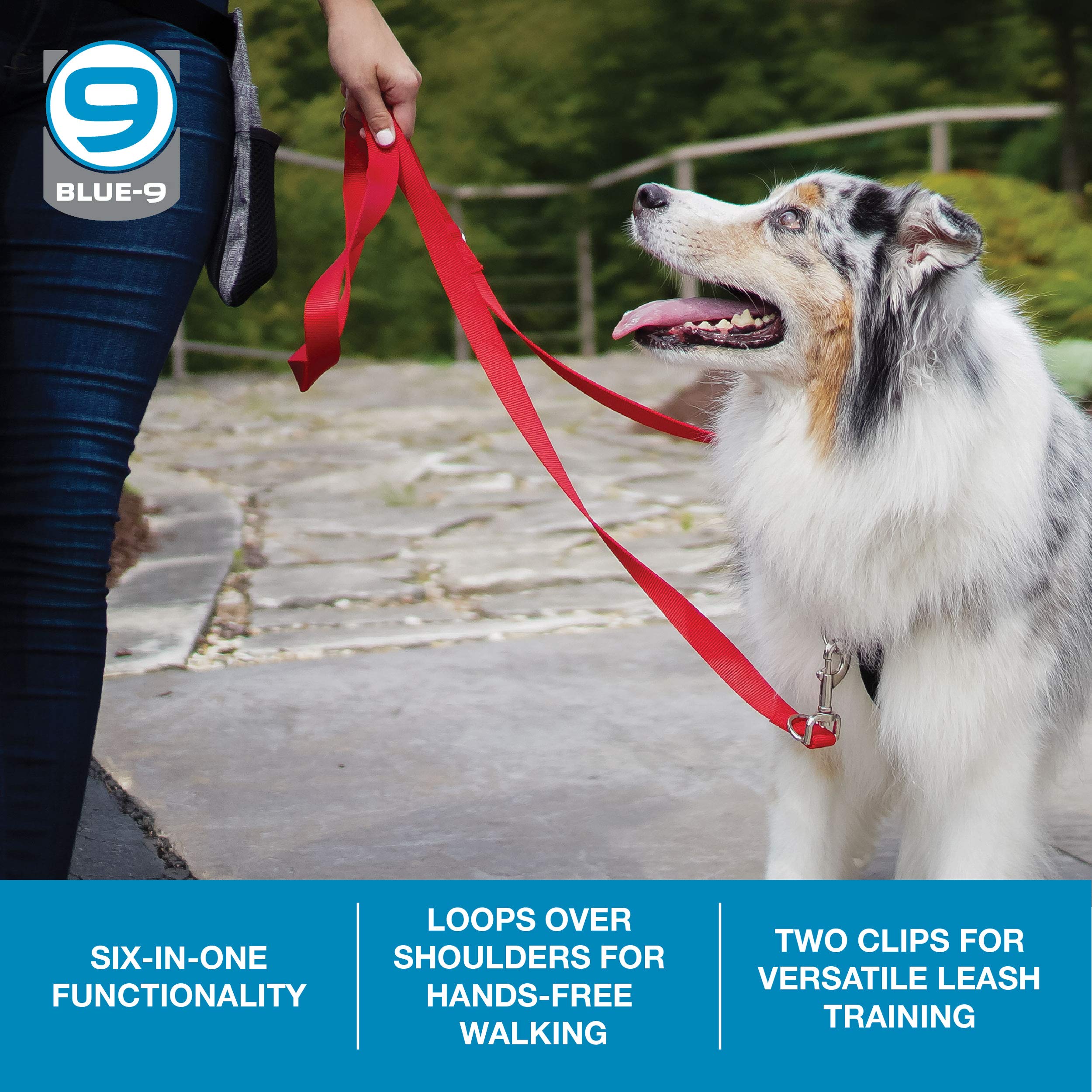 Snapklik.com : Blue-9 Multi-Function Hands Free Dog Leash, Double Attachment 6 Foot Adjustable ...