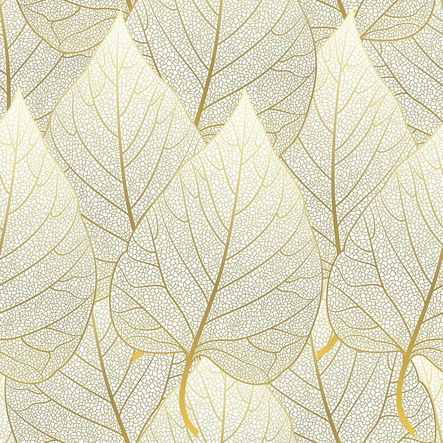 VaryStyle 17.7"x118" Luxury Gold Leaf Wallpaper White/Gold Peel and ...