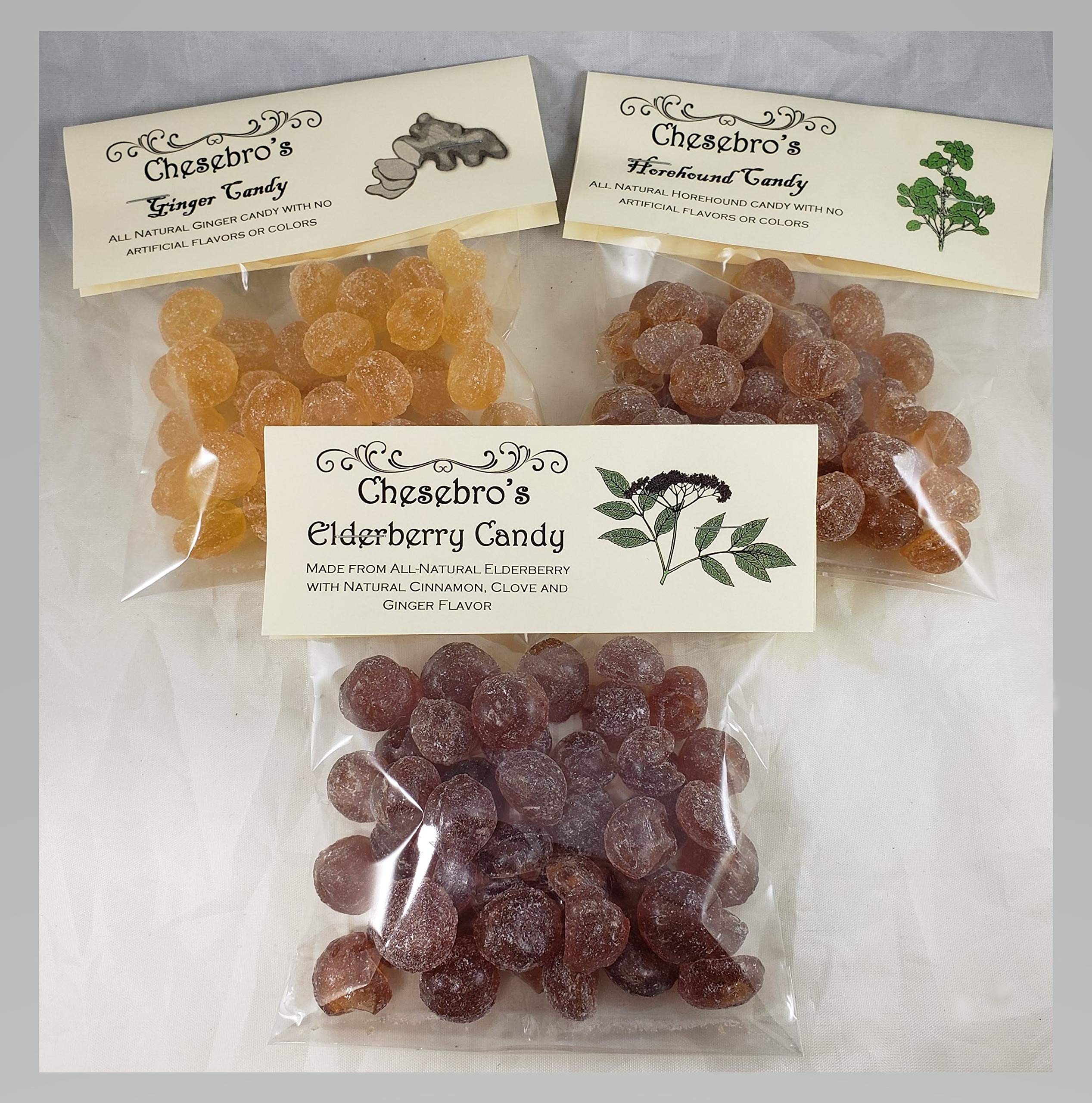 Amazon.com : Elderberry Horehound Ginger Healthy Candy 3 PACK of 4.5 oz ...