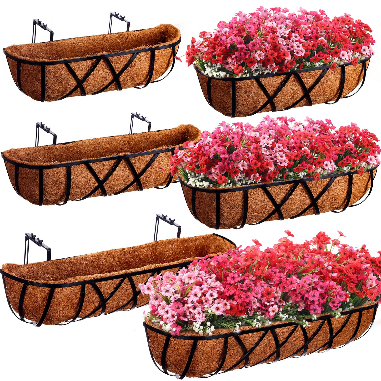 Brass Planter 6 Pcs Window Boxes With Coconut Liner 16 Inch Window ...