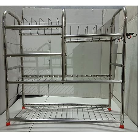 Buy Elora Steel Dish Bartan Stand Home Wall Mount Stainless Steel ...