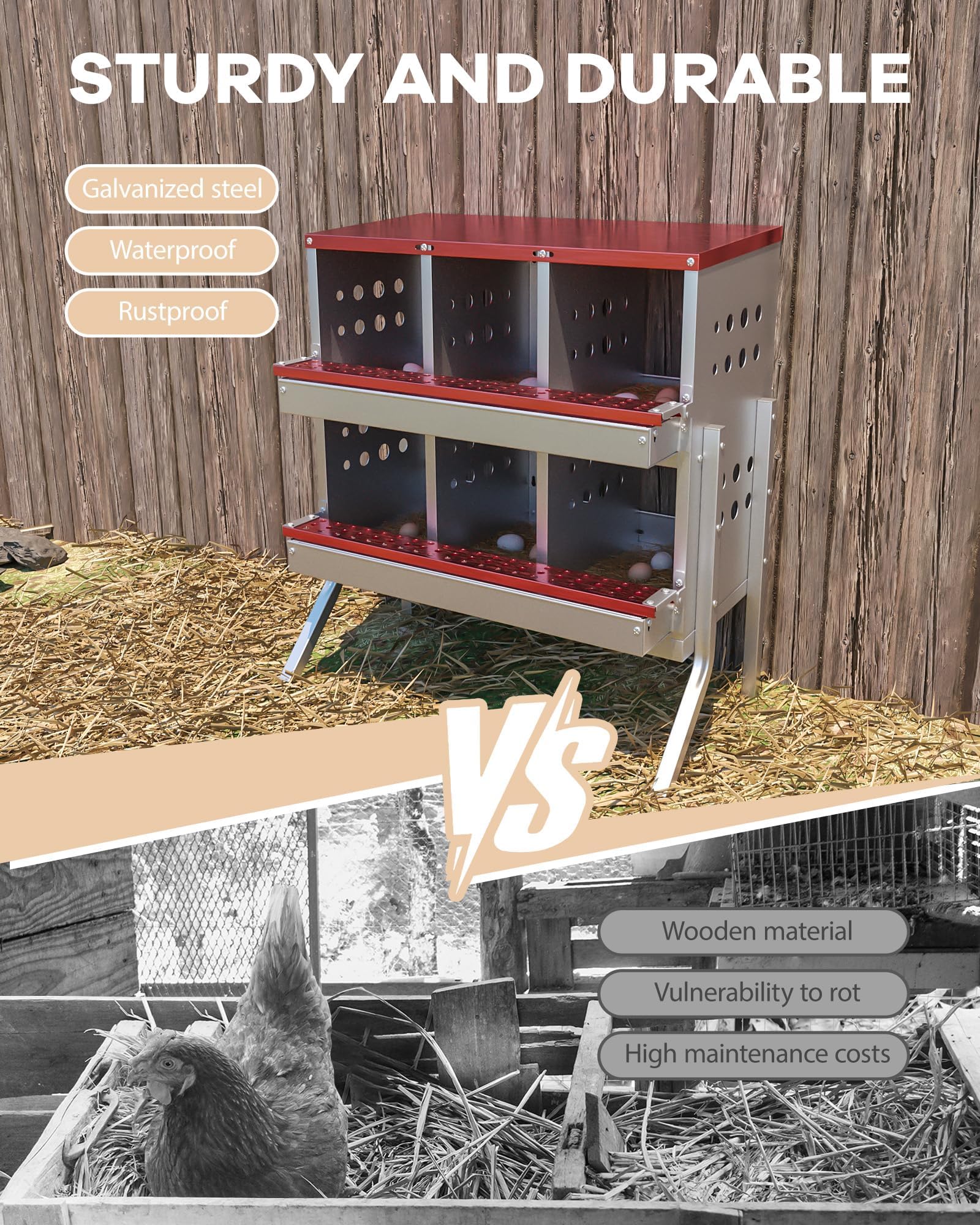 Snapklik.com : Chicken Nesting Boxes 6 Compartments, Metal Chicken ...