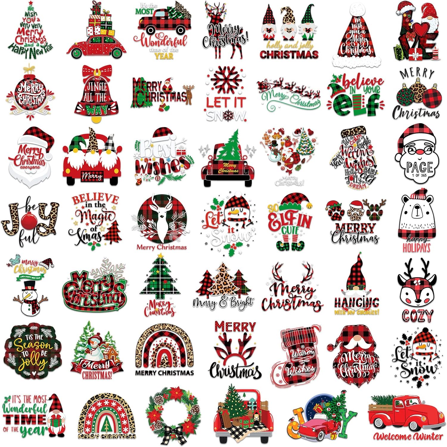 Amazon.com: Tinlade 48 Sheets Christmas Iron on Transfer for T Shirt ...