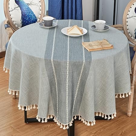Amazon.com: ARTABLE Round Tablecloth Lace Rustic Macrame Embroidered ...