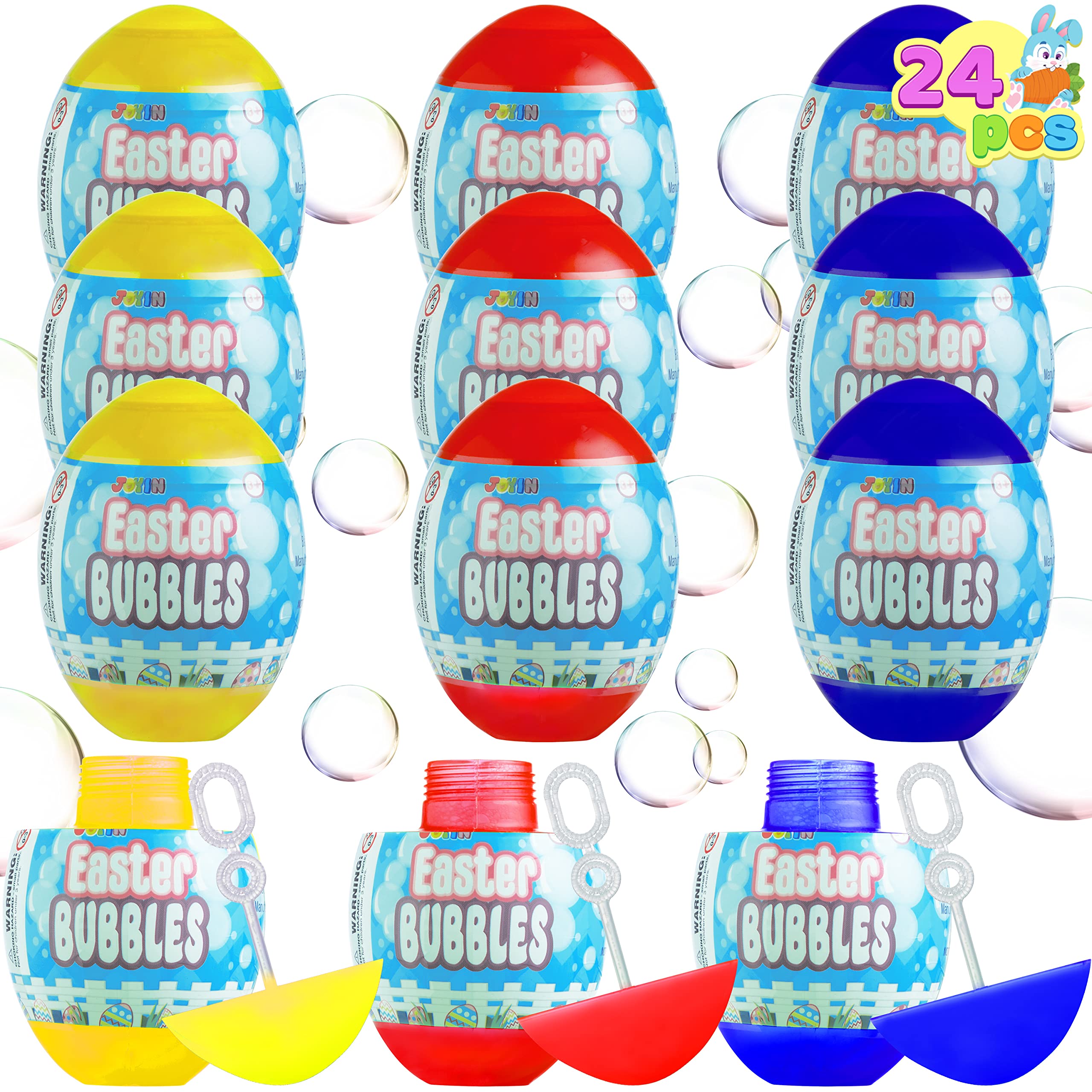 JOYIN 24 Easter Bubble Bottles, Prefilled Easter Egg with Bubble Wands ...
