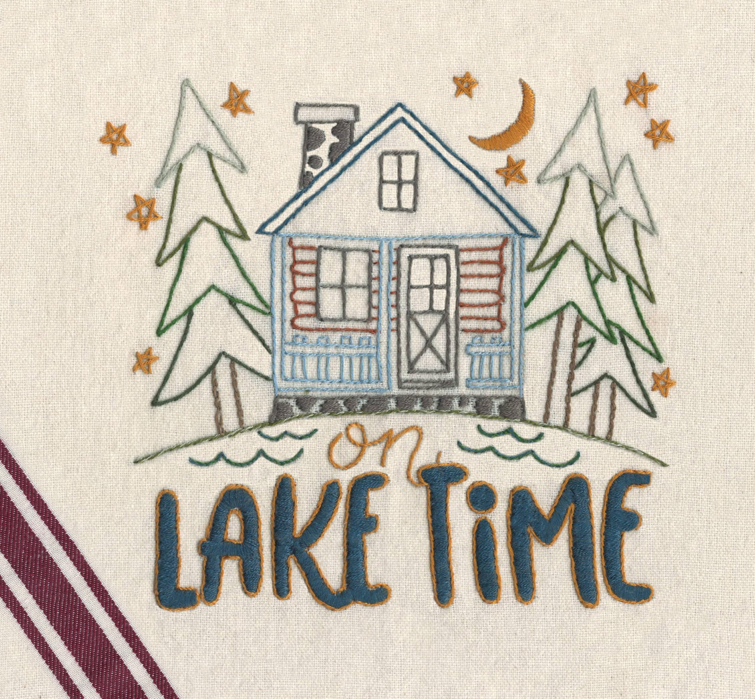 Lake Life Embroidery Machine Designs Fishing Lake Sign Vintage Stitch