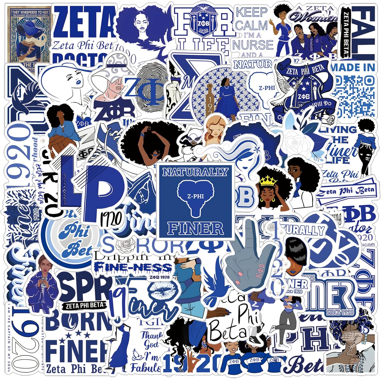 Amazon.com: Zeta Phi Beta Sorority Paraphernalia Stickers 60pcs ...