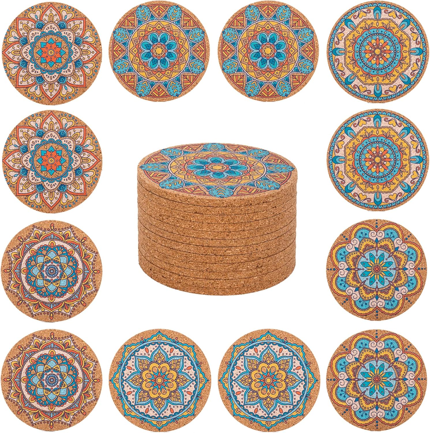 STARUBY 12 Pcs Cork Coasters, Coasters for Drinks, for Coffee Table ...