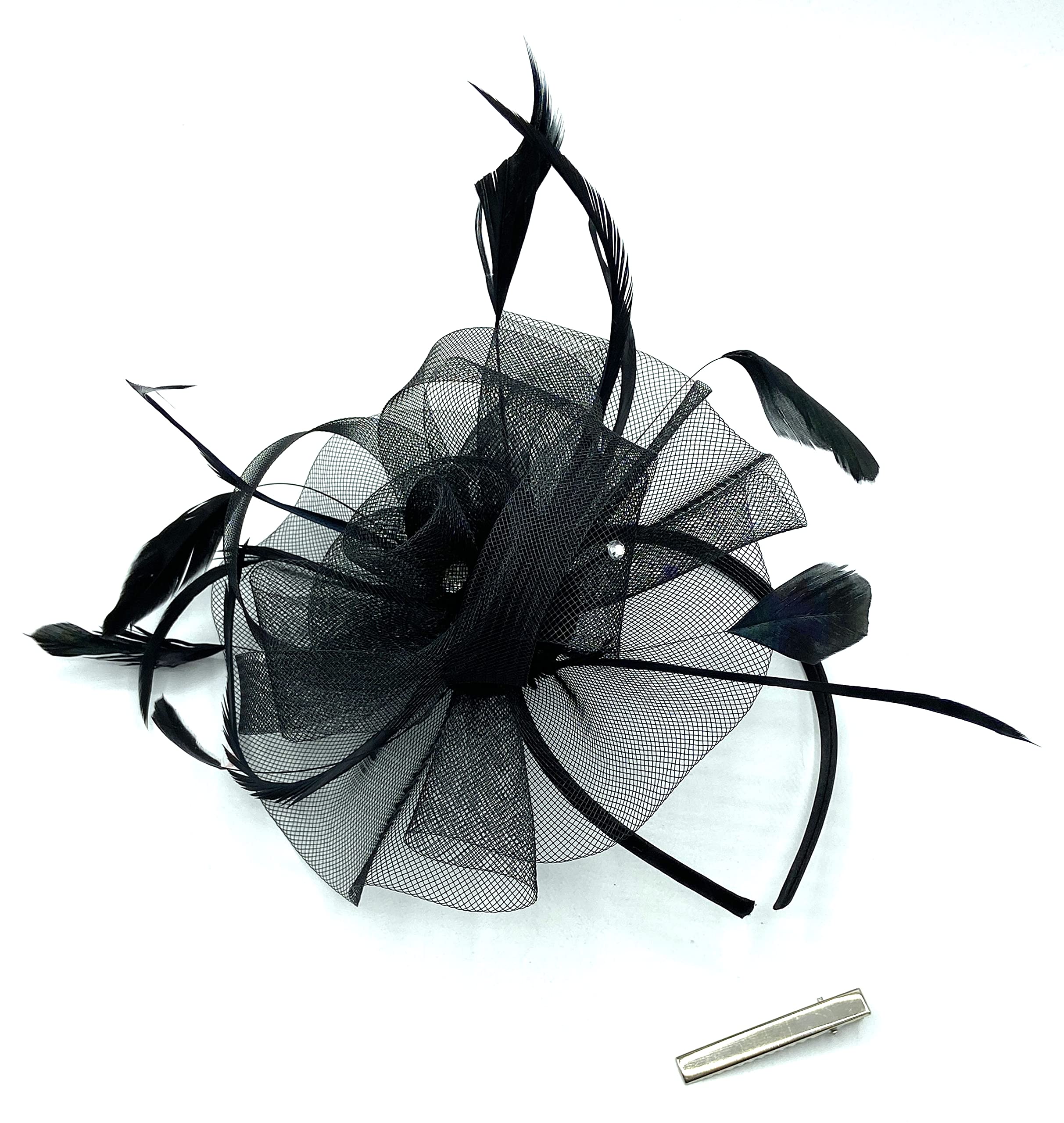 Ladies Feather Crystal Beak Clip Fascinator Weddings Races Royal Ascot ...