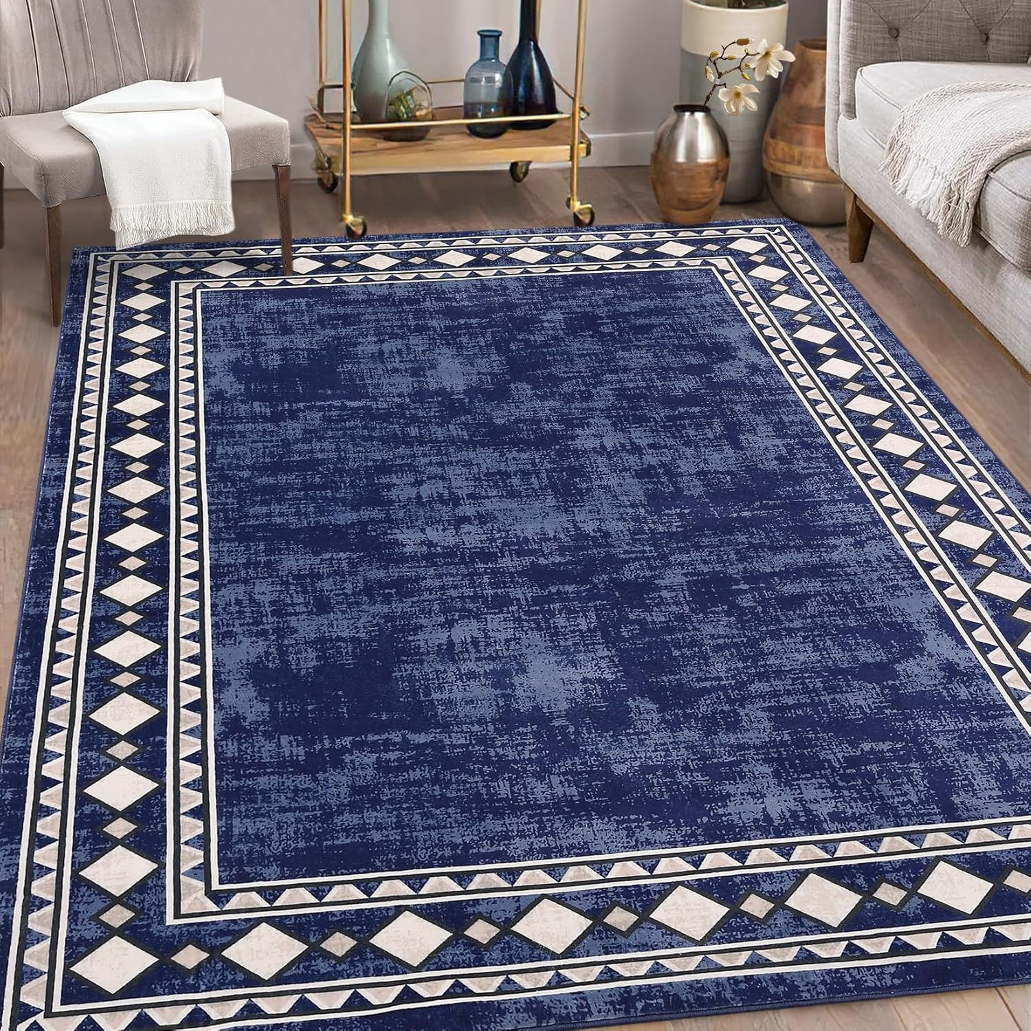 Amazon.com: FairOnly Washable Area Rug 9x12 Large Solid Border Rug ...