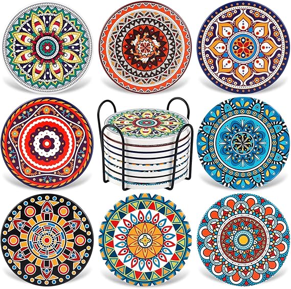 Amazon.com: Coasters for Drinks,AODINI Set of 8 Absorbent Stone ...