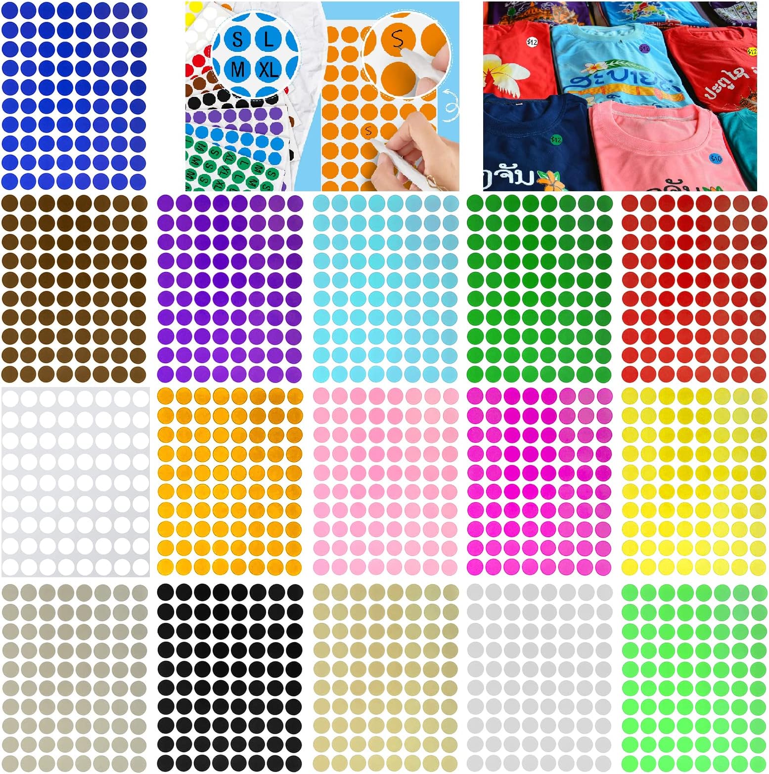 LAOYE Gommettes Autocollantes Rondes 6720pcs Étiquette Pastilles ...