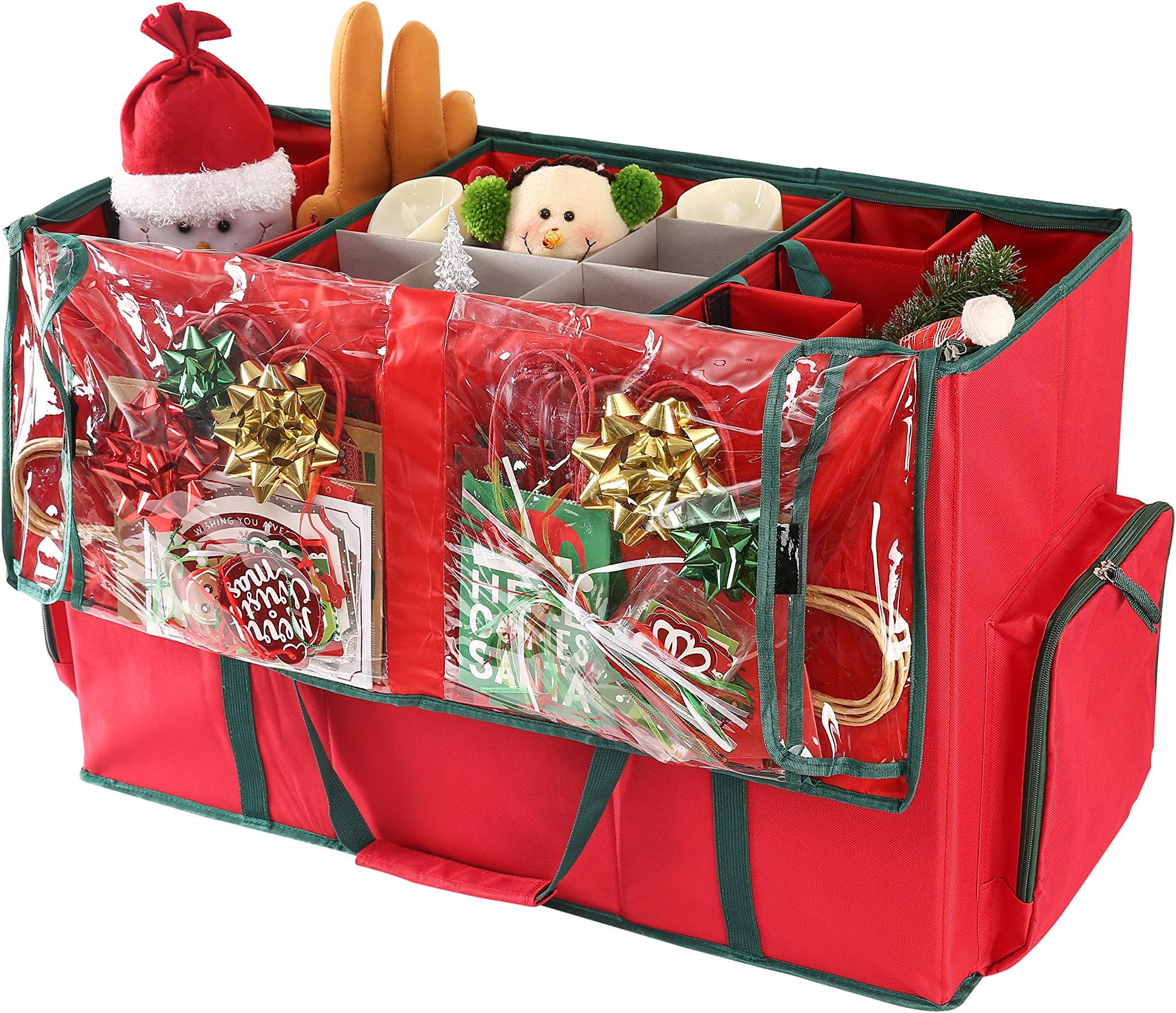 Amazon.com: Large 2-in-1 Christmas Ornament Storage Box & Xmas Figurine ...