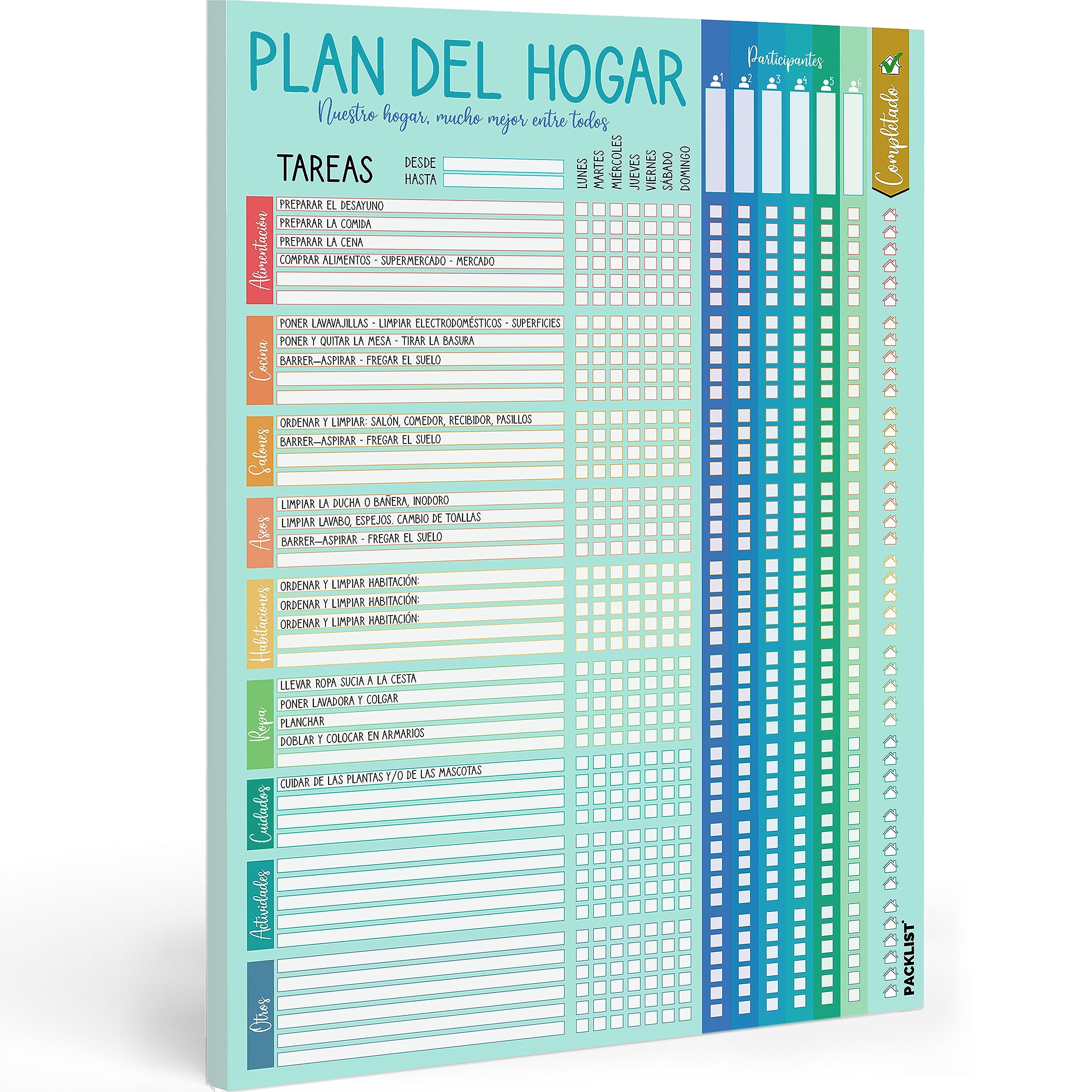 PACKLIST Planificador de Tareas del Hogar – Plan de Limpieza para Familias – Nuestro Hogar ...