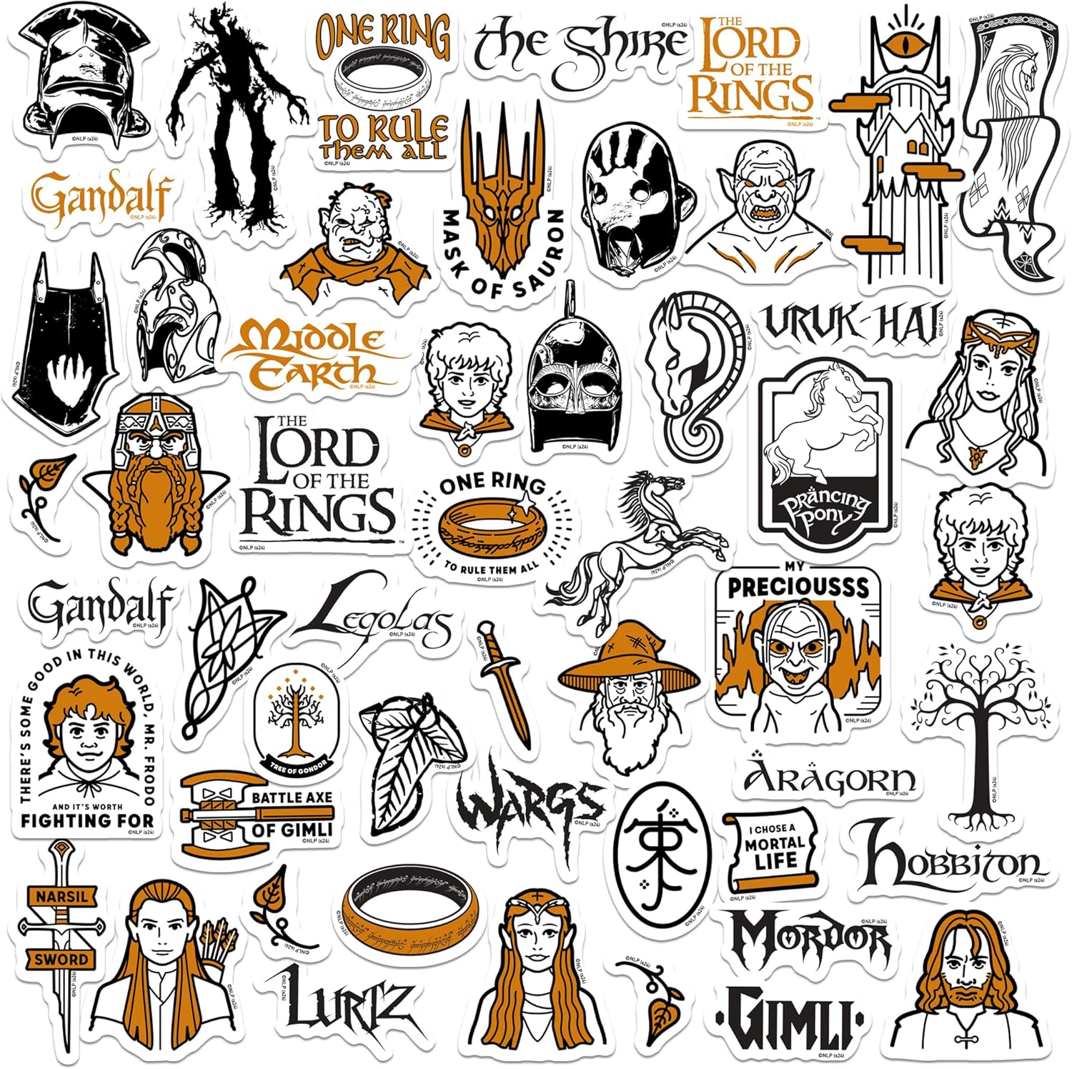Amazon.com: Lord of The Rings Iconic 50ct Vinyl Large Deluxe Stickers ...