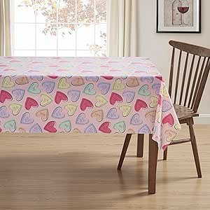 Amazon.com: Valentine Vinyl Flannel Backed Tablecloth for Dining Room ...