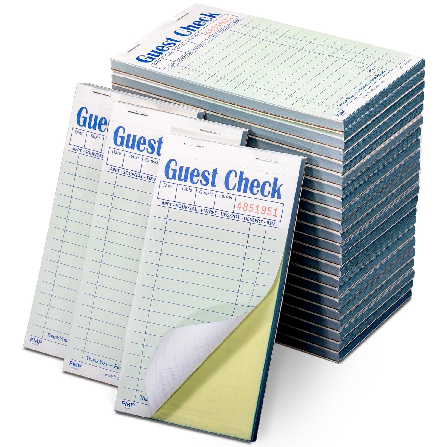 [20 Pads, 50 Sheets/Pad] Double Part Guest Check Pads for Restaurants ...