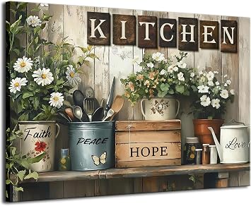 Amazon.com: Rustic Kitchen Canvas Wall Art Inspirational Kitchen ...