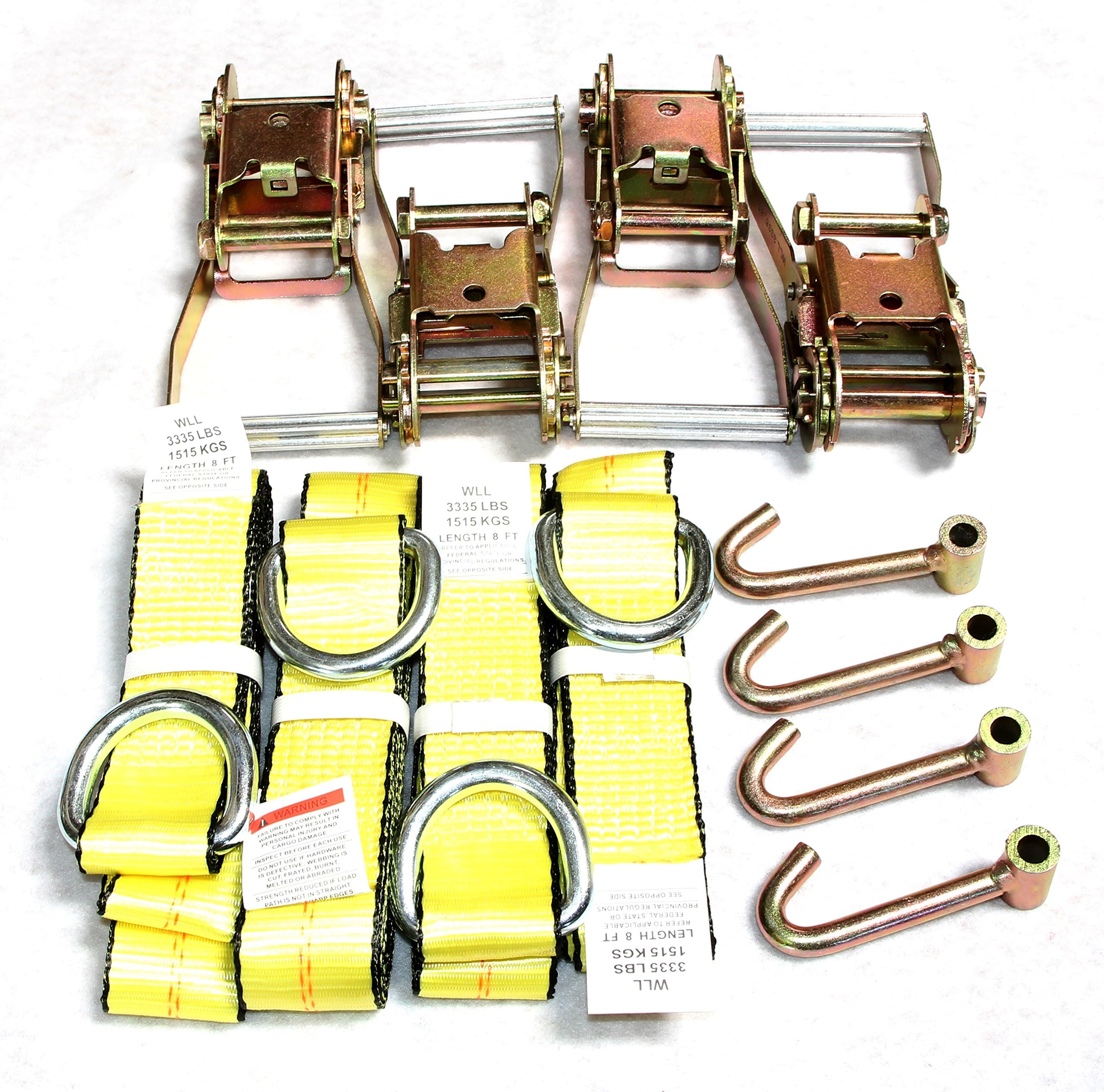 Amazon.com: GRIPON (Pack of 4) 2" x8' Lasso Strap with 2" Ratchet and J ...