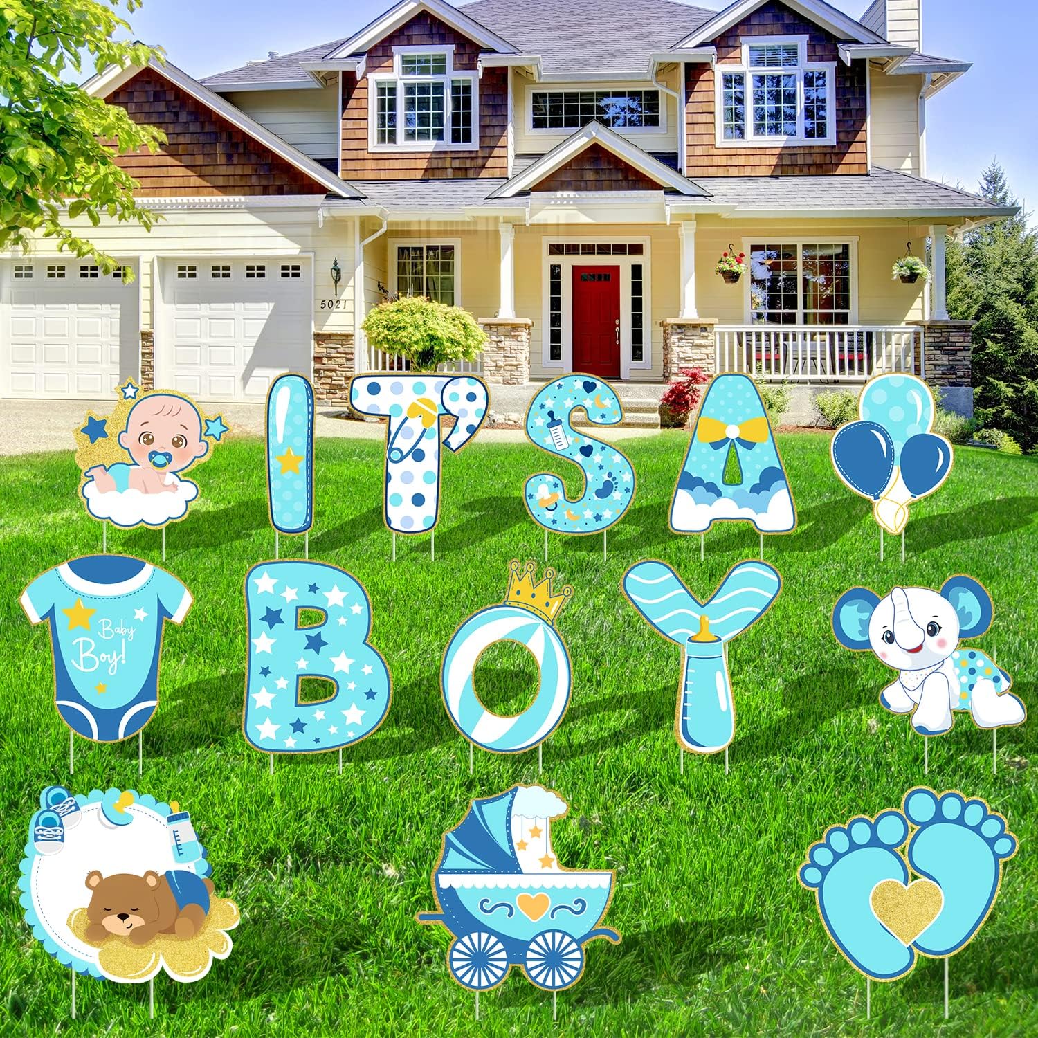 Amazon.com : IT’S A BOY Blue Yard Signs with Stakes–Boy Special ...