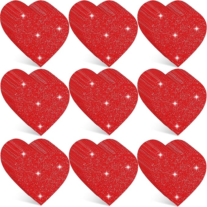 Amazon.com: Ctosree 300 Pcs Valentines Glitter Paper Heart Cutouts 4 ...