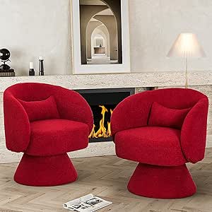 Amazon.com: Nolohoo Swivel Barrel Chair Set of 2, Upholstered Swivel ...