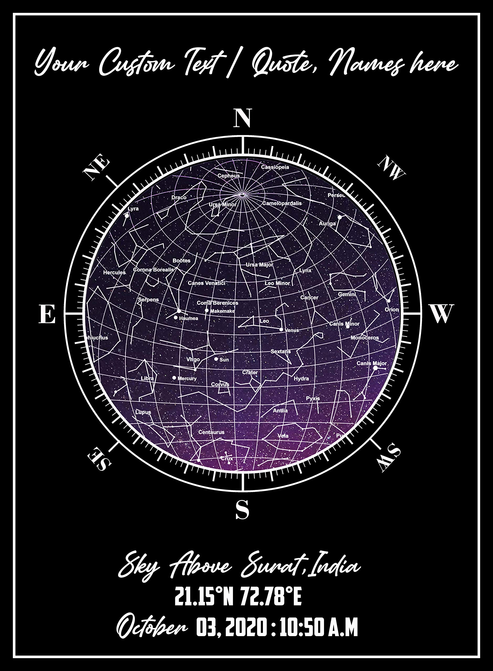 Buy DECODOPE Custom Star Purple Sky | Personalized Star | Night Sky ...