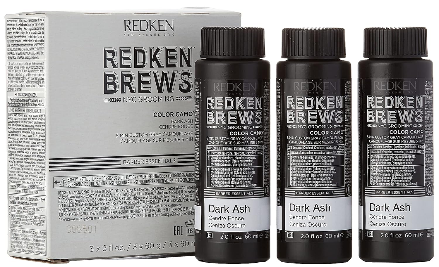 Redken (REF6B) Brews Color Camo Dark Ash for Men Hair Color, 2 ounces ...