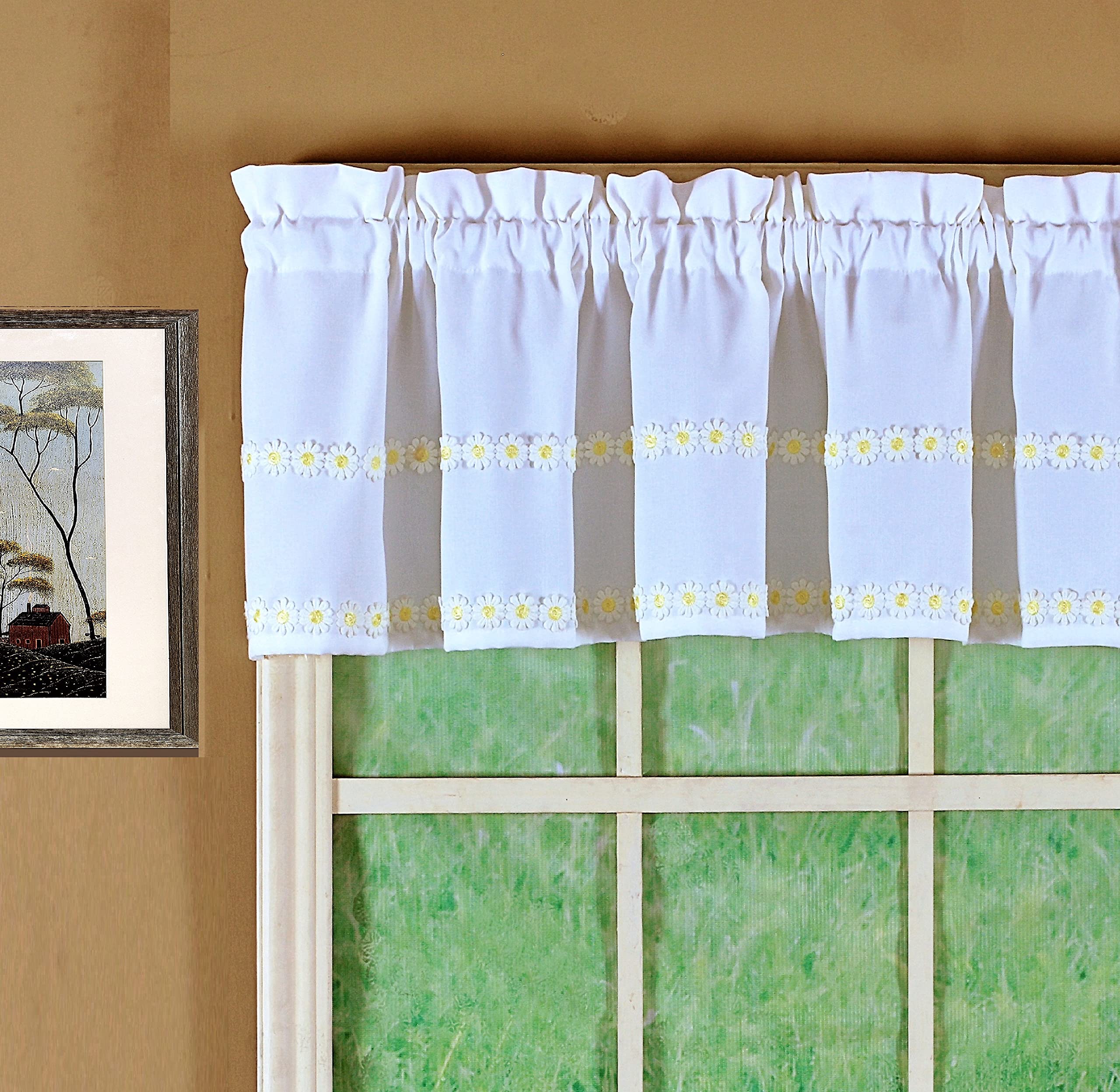 Amazon.com: Today's Curtain Daisy Mae Applique Valance 12", Yellow ...