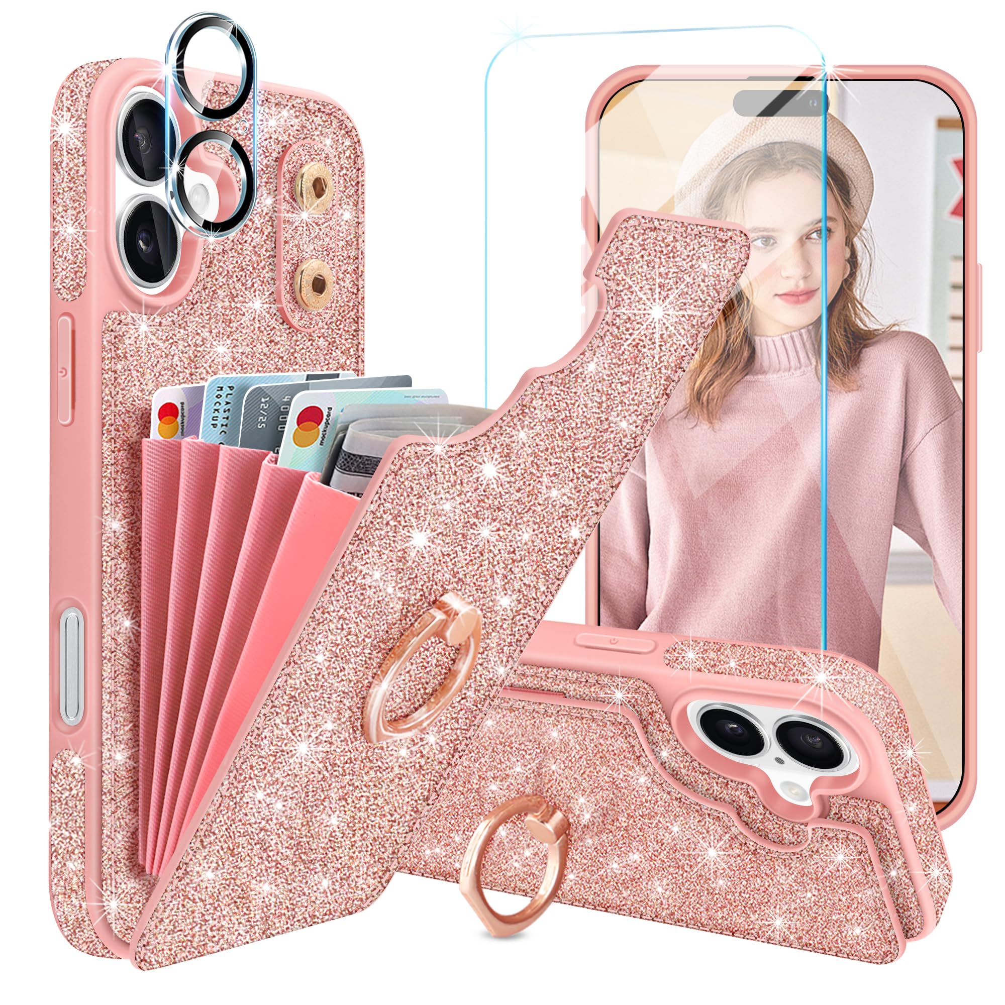 Amazon.com: Casewind for iPhone 16 Plus Case Wallet,with [Screen Protector+Camera Lens Protector ...