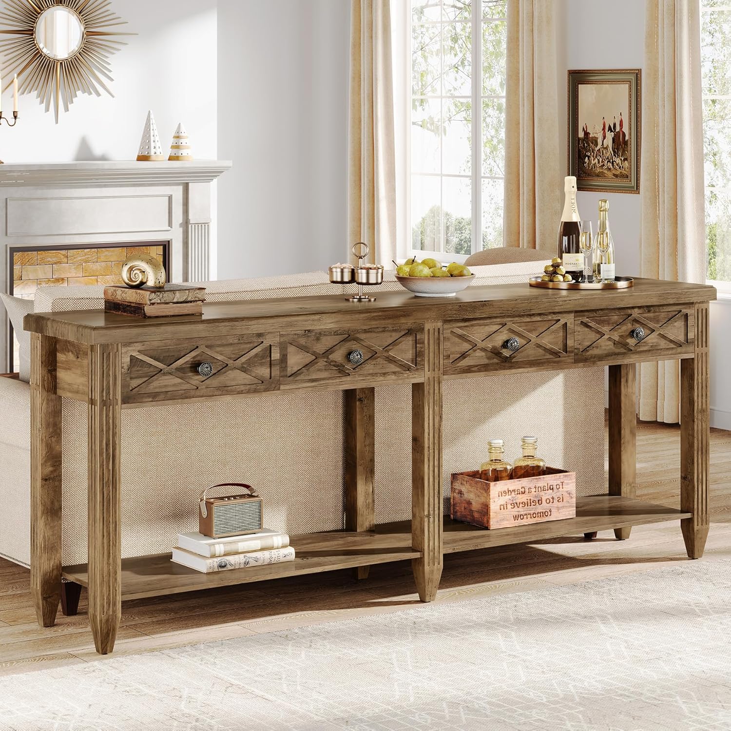 Amazon.com: Tribesigns Farmhouse Wood Console Table, 70.87-Inch Extra ...